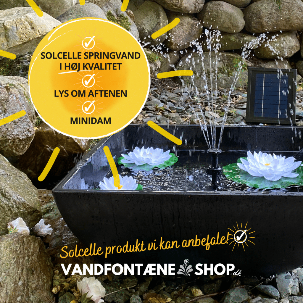 Minidam med solcelle fontæne springvand - Vandfontæne Shop